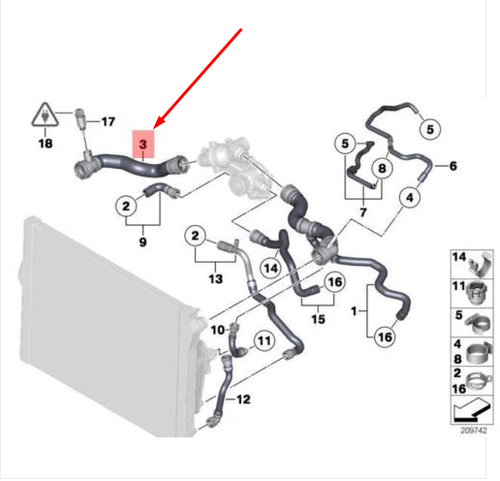 BMW 7 F01 Tuyau de liquide refroidissement pour radiateur 17127591089 ...