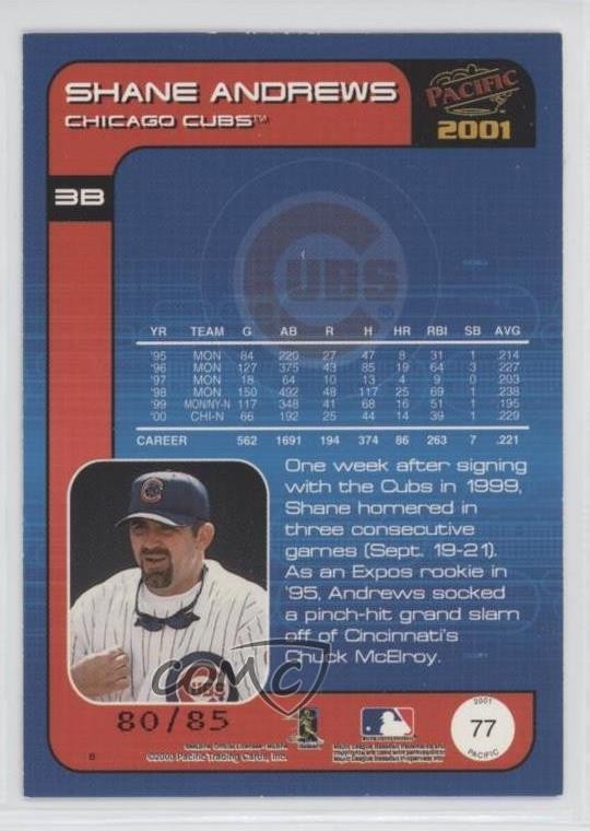 2001 Pacific Retail LTD /85 Shane Andrews #77 | eBay