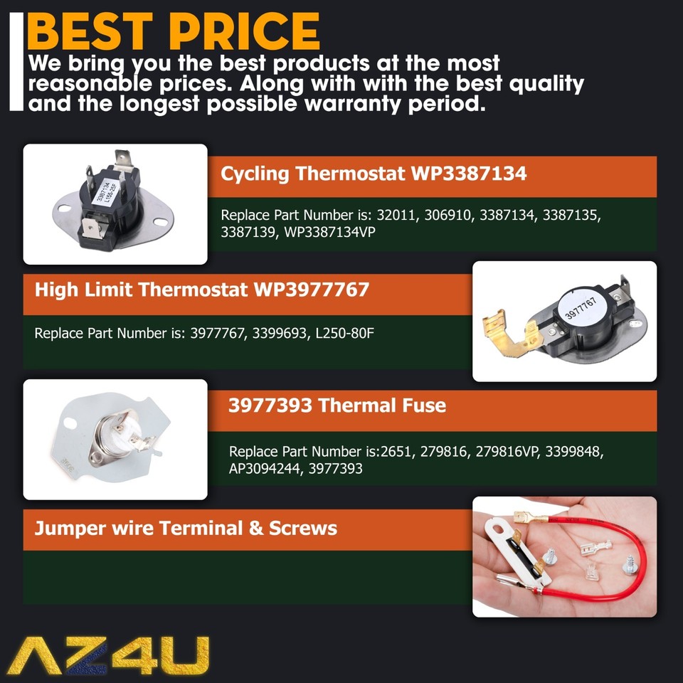 For Whirlpool WED4815EW1 WED6400SW1 MEDC200XW3 Dryer Heating Element ...