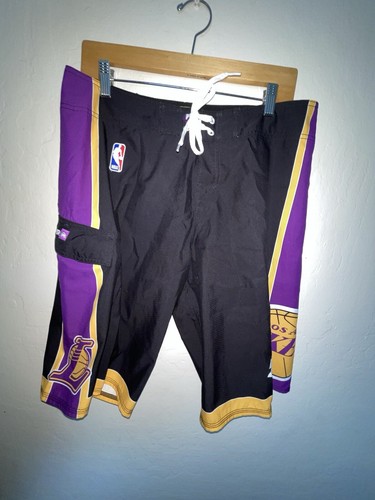 Quiksilver NBA Los Angeles Lakers Black board shorts swim Trunk Mens ...