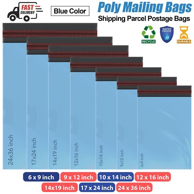 Blue Mailing Bags Strong Plastic Poly Postage Post Postal Self Seal ...