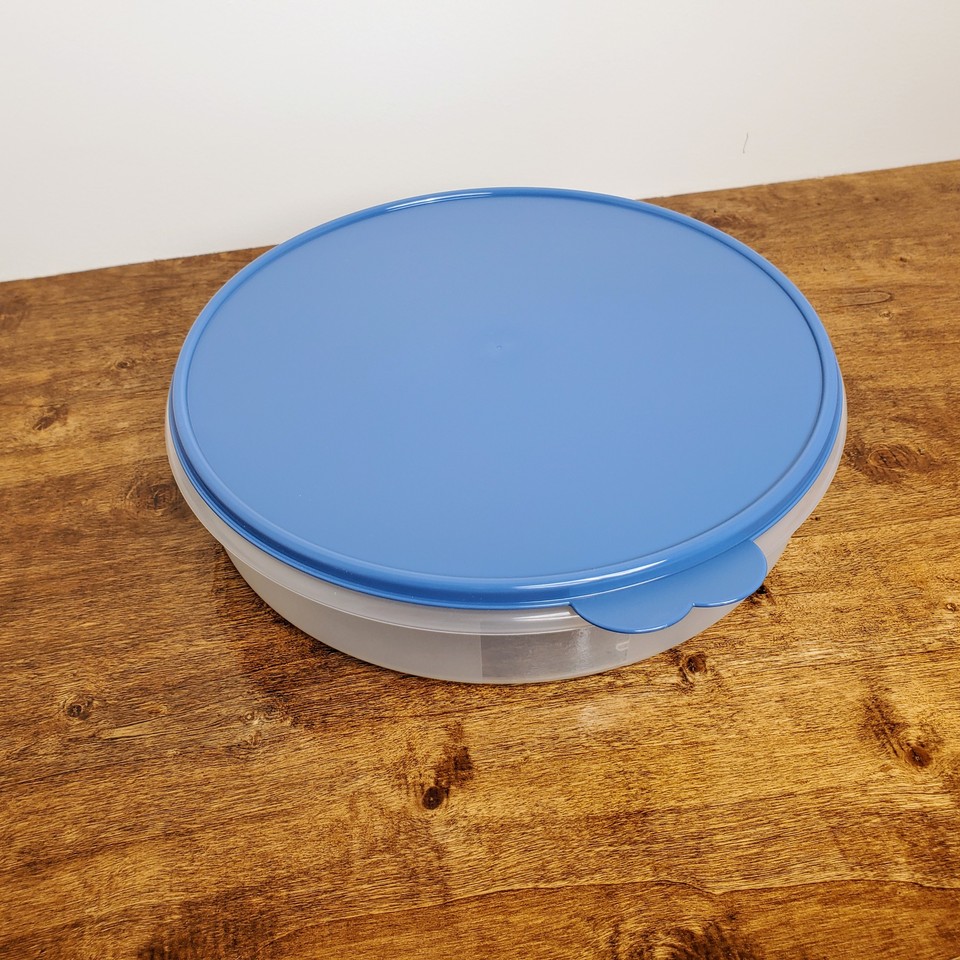 Tupperware 12" Round Pie Cookies Cupcake & Pizza Keeper Container Blue ...