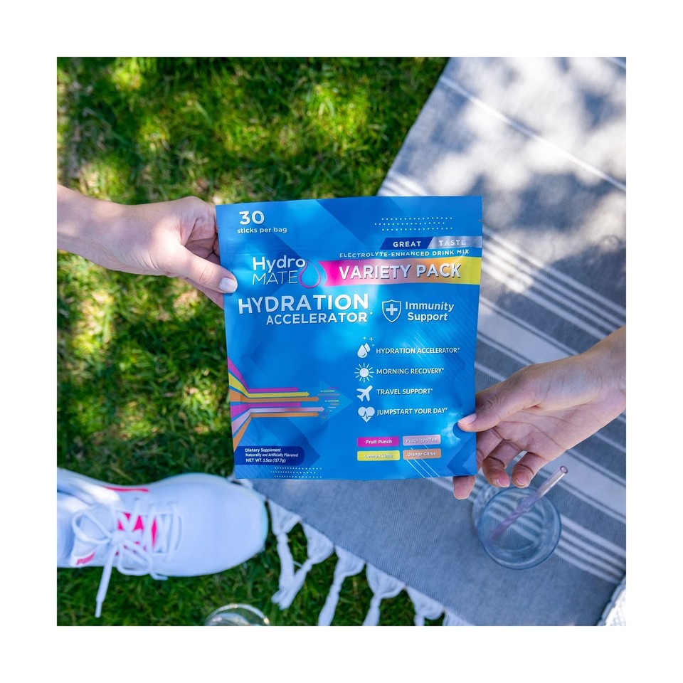HydroMATE Electrolytes Powder Drink Mix Packets Hydration Accelerator ...