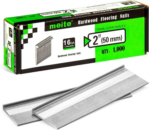meite 16GA L Cleat 2" Hardwood Flooring Nails for Nailer Gun (1,000 Ct ...