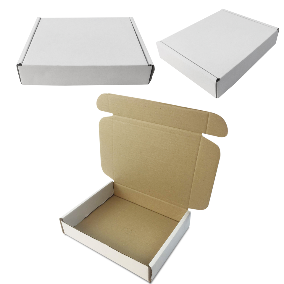 SMALL PARCEL BOXES 250x210x50mm (10x8x2") ROYAL MAIL ANY QTY WHITE ...