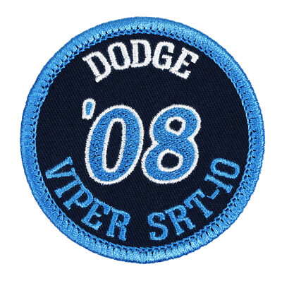 2008 Dodge Viper SRT-10 Embroidered Patch Black/Aqua Iron-On Sew-On ...