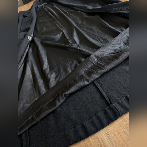 Vintage KOMITOR double breasted 80% wool black long trench coat size 14 ...