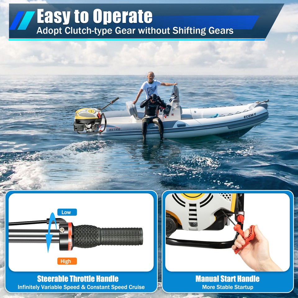 4-Stroke 9 HP Outboard Motor Gas powered Boat Engine With Air Cooling ...