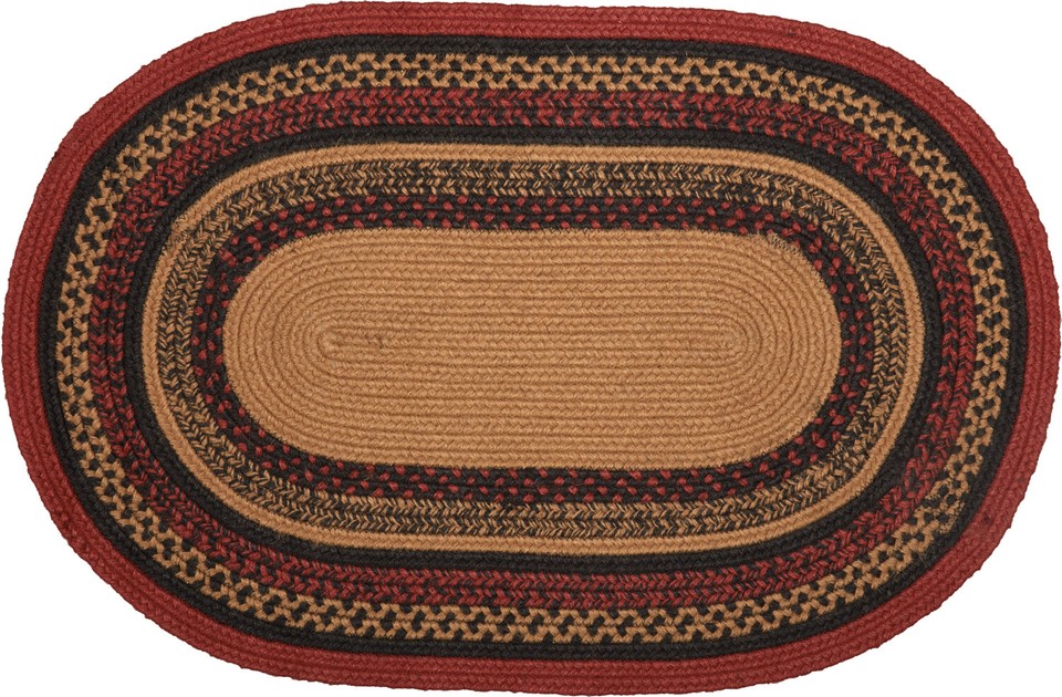Braided Moose Oval Rug Red & Black Non-Slip 20" x 30" Cumberland | eBay