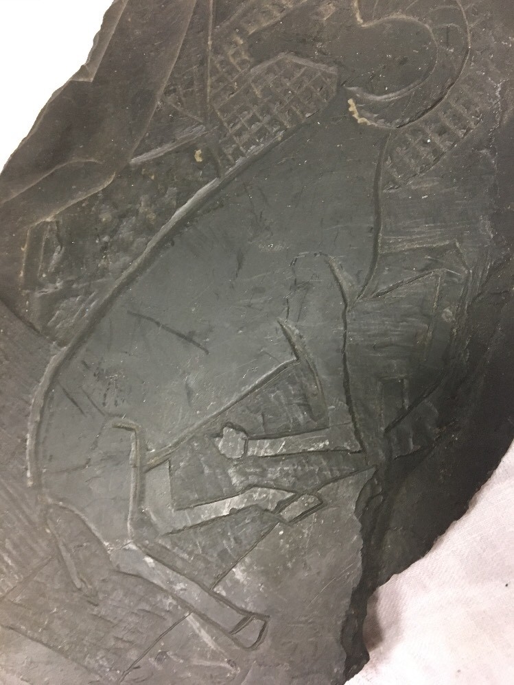 vintage hand carved slate stone big horn sheep carving signed Julie ...