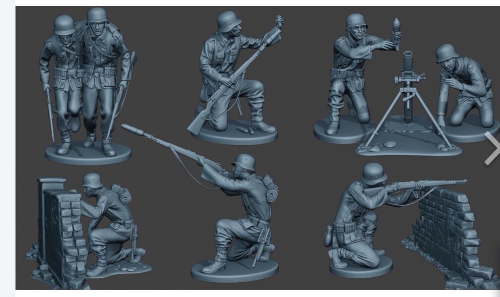 1/35 Scale WwII 8 German Soldiers and Scene Base Model Kit Resin ...