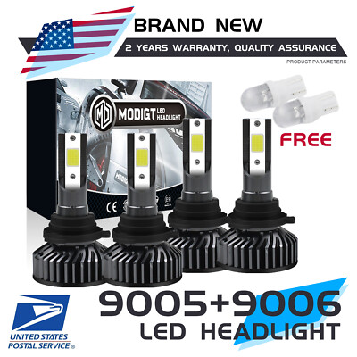 9005 9006 LED Combo Headlight Fog Light Kit High Low Beam Bulbs Set ...