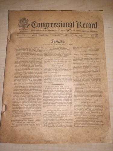 Congressional Record 89th Congress Second Session August 18, 1966 Vol ...