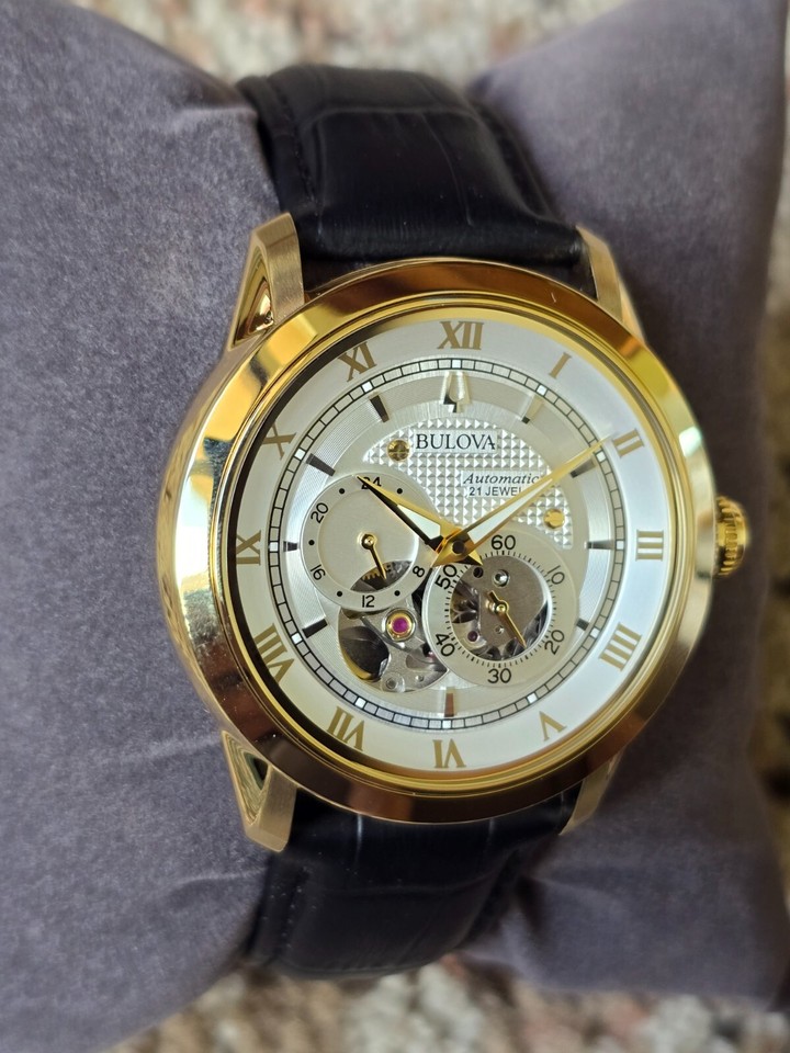 Bulova Automatic Men's Watch Gold Tone White Dial Stainless Steel Watch ...