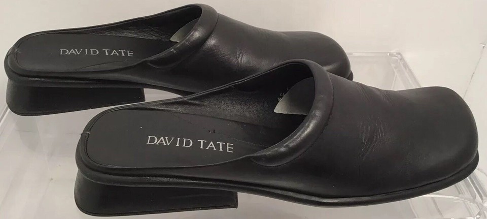 David Tate Women’s Catalina Black Leather Slides Mule Size 9 N | eBay