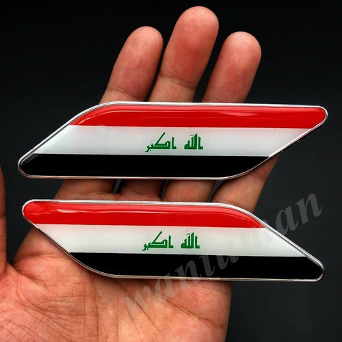 Pair Metal Iraq Iraqi Flag Auto Car Fender Side Badge Decal Stickers ...