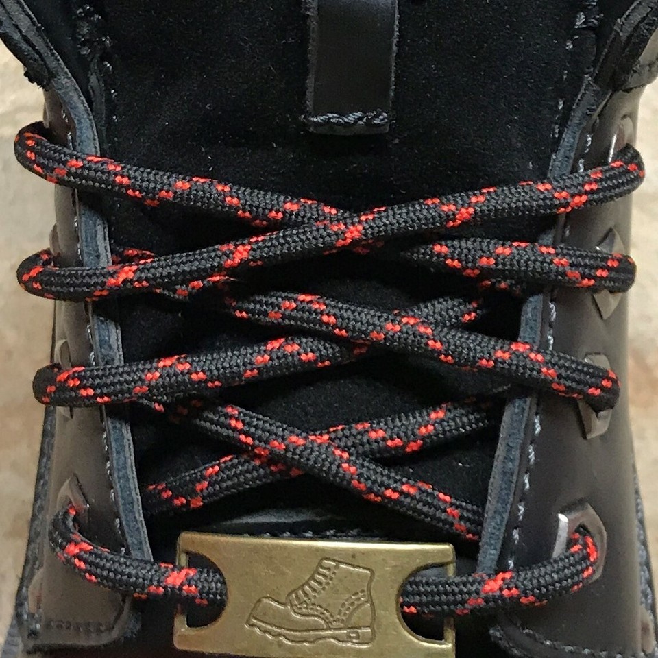 Heavy Duty Hiking Work Boot Shoe Laces Strings / Stay Tied, 5mm Black ...