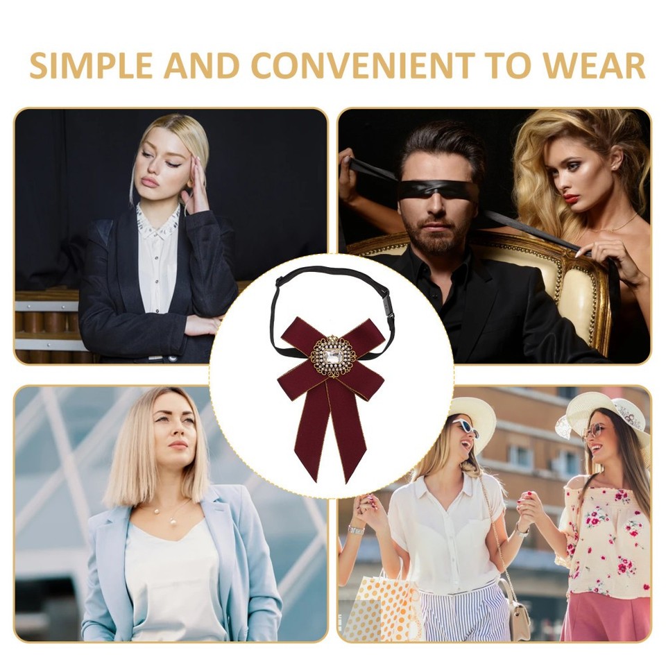 Bow Tie Ribbon Bow Cravat Pre-tied Bow Tie Rhinestone Neck Tie for ...