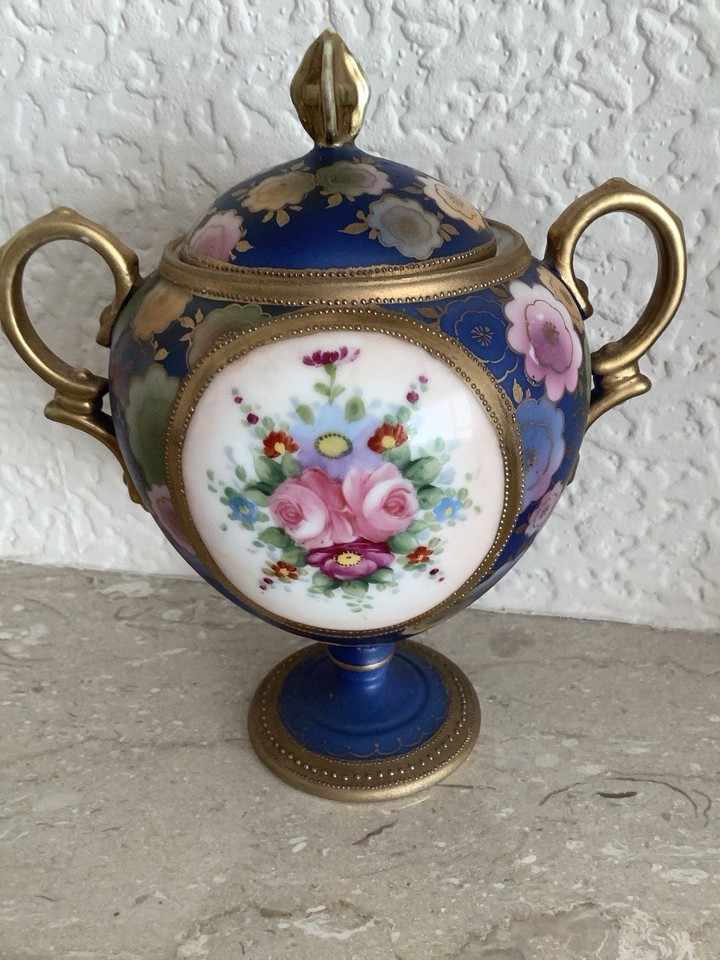 Splendid Vintage Notitake Hand painted Floral Double Handle Lidded Urn ...