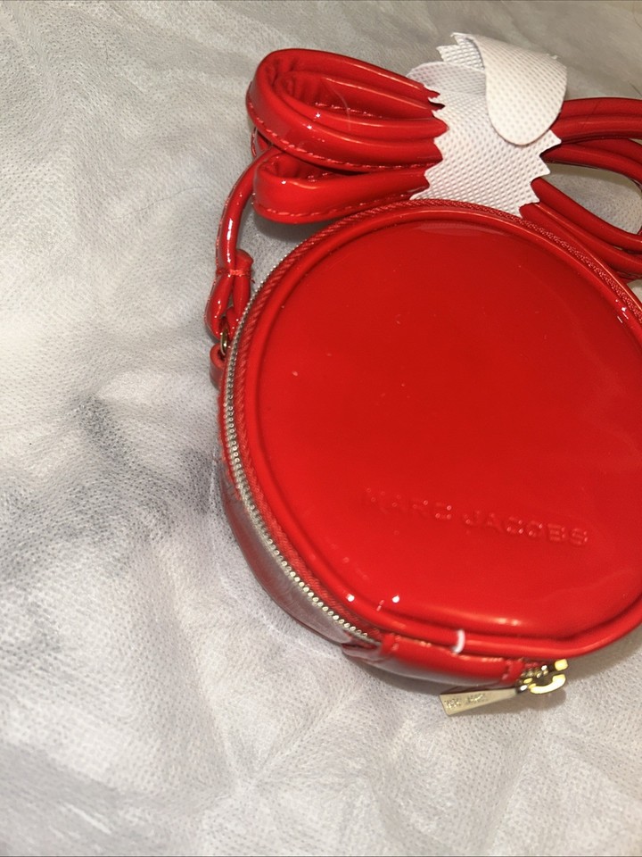 MARC JACOBS Mini 4" Red Patent Leather Crossbody Round Circle Canteen ...