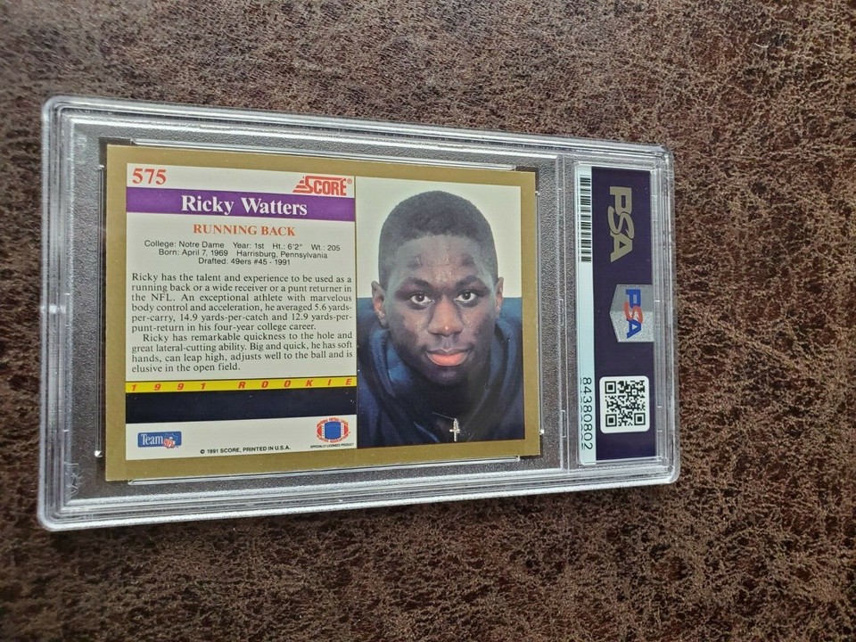 1991 Score rookie Ricky Watters #575 - PSA/DNA Certified - Eagles ...