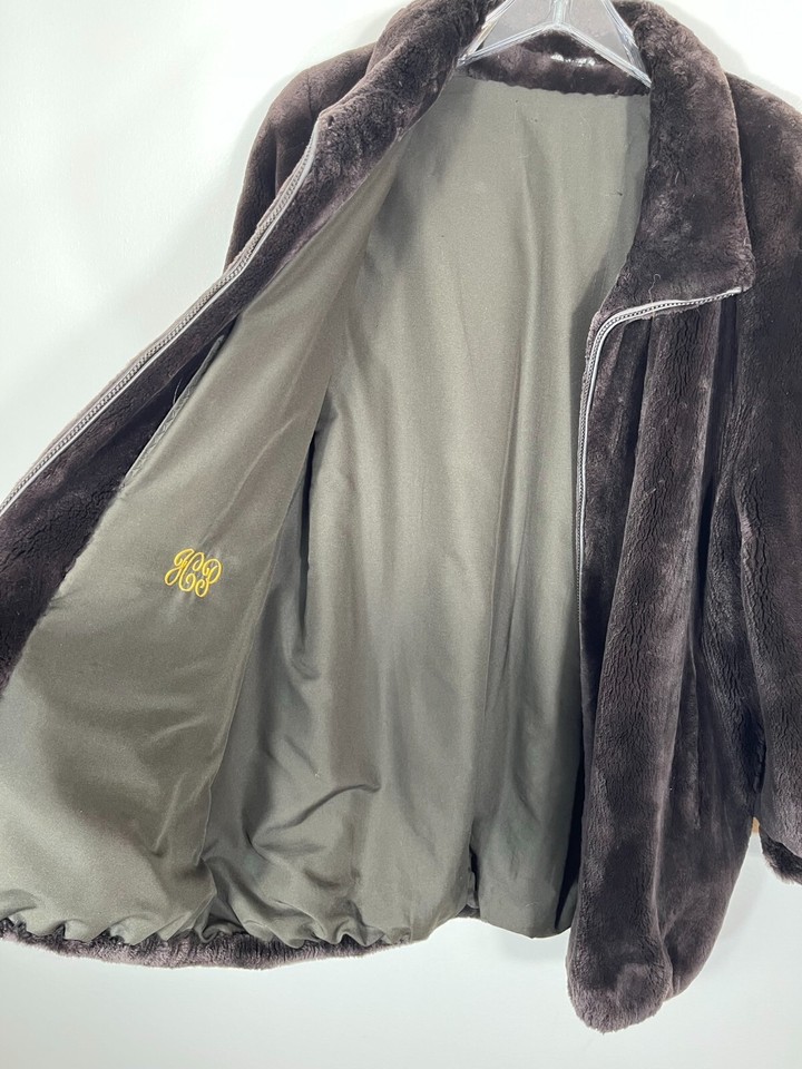 Sporty SHEARED BEAVER fur jacket Women's Large dark brown Outstanding ...