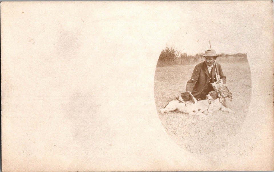 RPPC POSTCARD Man Hunting Pheasants Bird Dogs Gun Hunter Ki11 | eBay