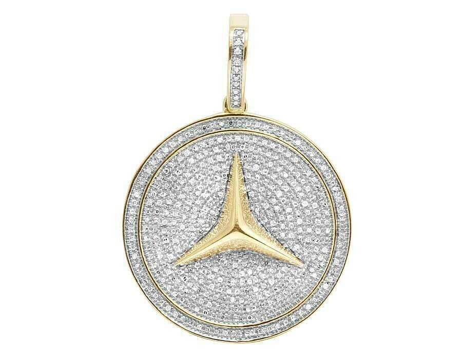 1.60Ct Round Real Moissanite Medallion Pendant 14K Yellow Gold Plated ...