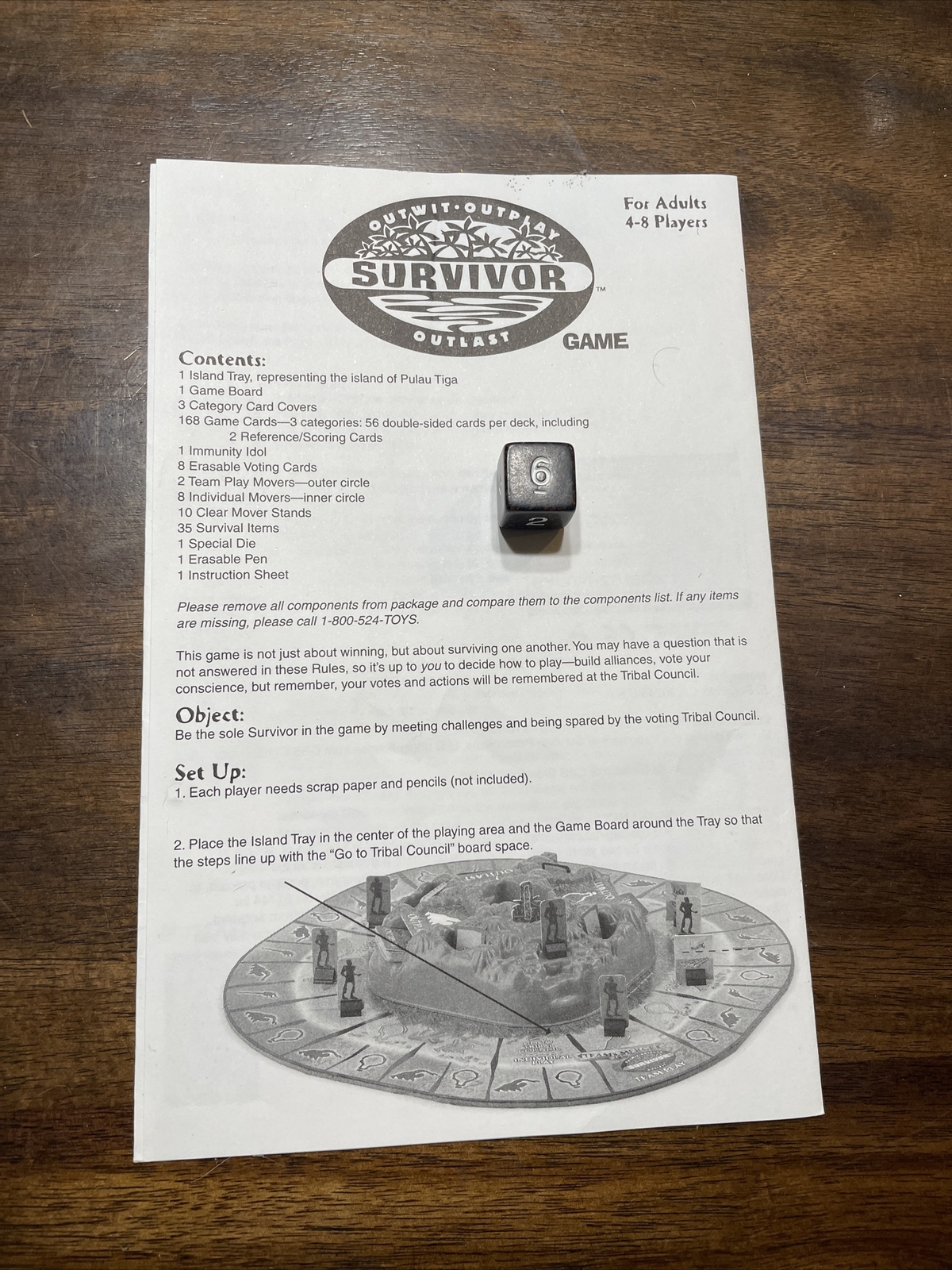 Survivor Board Game Instructions and Die | eBay