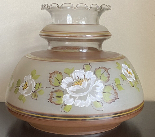 Rare Vintage Glass Parlor Lamp Shade with 9 1/2" Fitter Hand-Painted ...