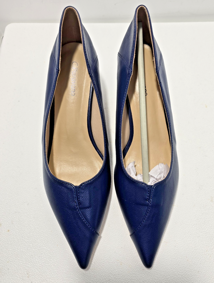 C Paravano Navy Pointed Toe Kitten Heel Anna Comfortable Shoes EU 38.5 ...