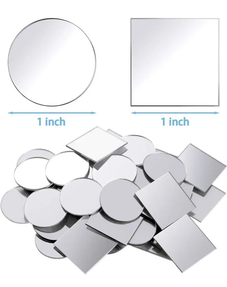 Round Square Mirror Tiles, Mini Size Circle Mirror, Small Square Mirror ...