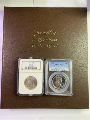 FRANKLIN HALF DATE SET W/ CERTIFIED NGC MS65 PCGS PR68 | eBay