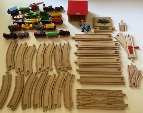 Lot of 40 Brio Train Tracks Engines Cars, People, Shed | eBay