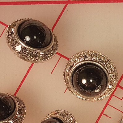 5 Czech Crystal Rhinestone Shank Buttons Hematite (Off Black) Glass ...