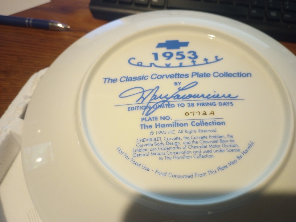 Hamilton Collection 1953 Corvette by Marc Lacourciere Collector Plate ...
