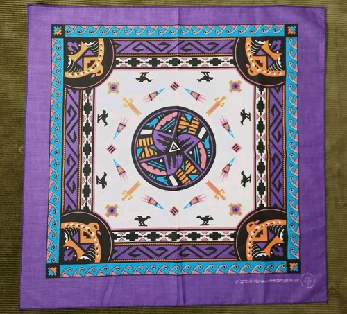 VTG Bandana Aztec Southwestern Tribal 21x21 Handkerchief Purple Hav-A ...