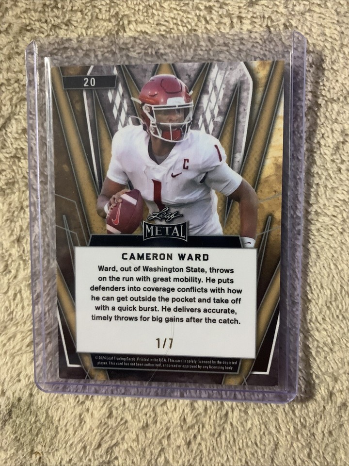 2024 Leaf Metal Football Pink Refractor 1/7 Miami Number Match | eBay