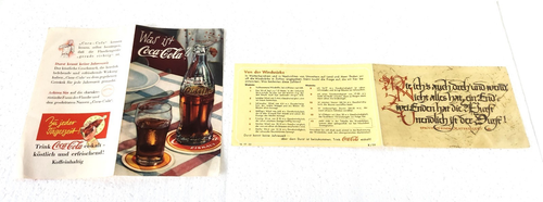 2 PCS VINTAGE COCA COLA GERMANY GERMAN BOTTLE ADVERTISING FLYERS NOS ...