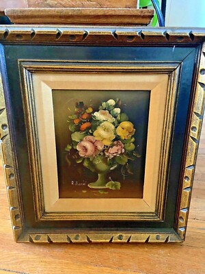 VTG R. ROSINI SIGNED STILL LIFE FLORAL ORIGINAL OIL ON CANVAS PAINTING ...