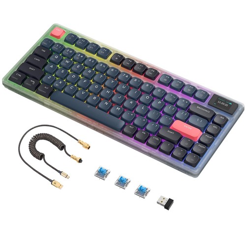 Low Profile Wireless Mechanical Keyboard,75% TKL 81 PBT Keycaps with ...