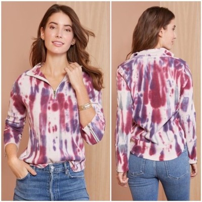 nwt // chaser tie dye ribbed quarter zip pullover sweater top | eBay