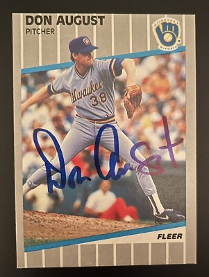 1989 Fleer Don August #177 Auto Signed Autograph Milwaukee Brewers MLB ...