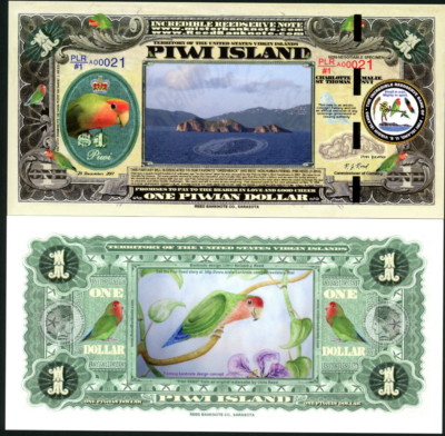 2ND ISSUE PIWI ISLAND USVI LOVEBIRD POLYMER 1 PIWIAN $ FANTASY ART ...