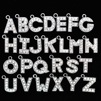 Silver Plated Crystal Rhinestone Alphabet Letter Charm Pendant ...