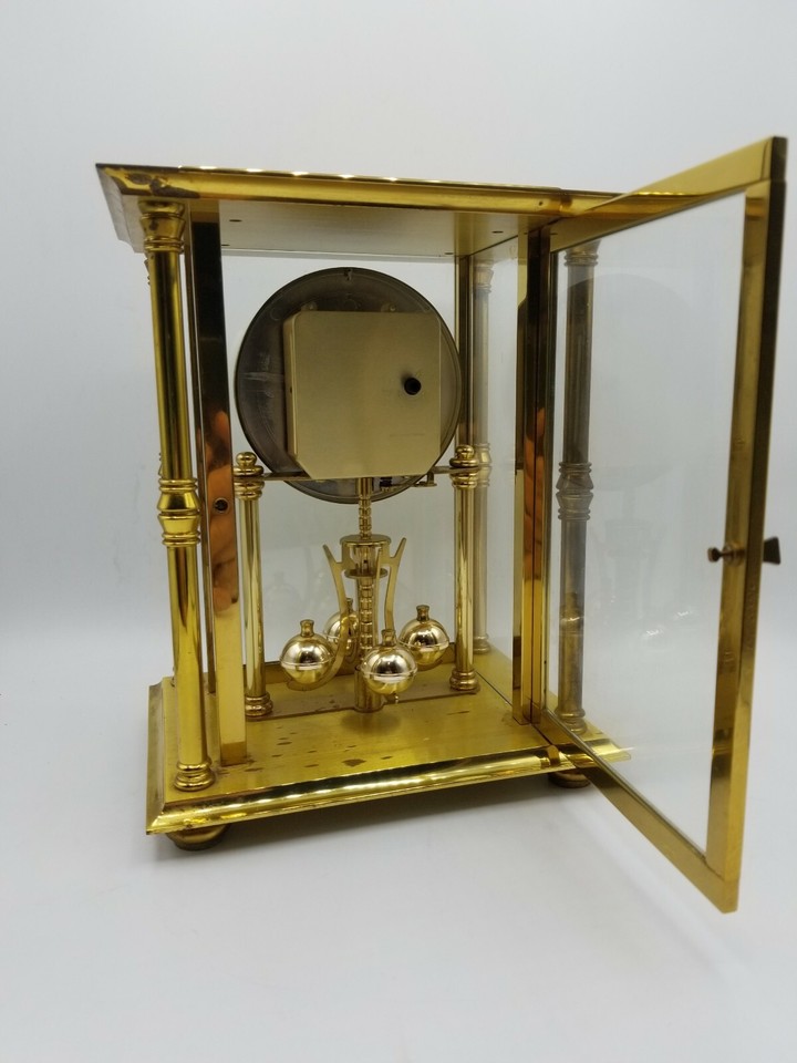 Fortron German Quartz Battery Operated Gold Rectangle Glass Box Clock ...