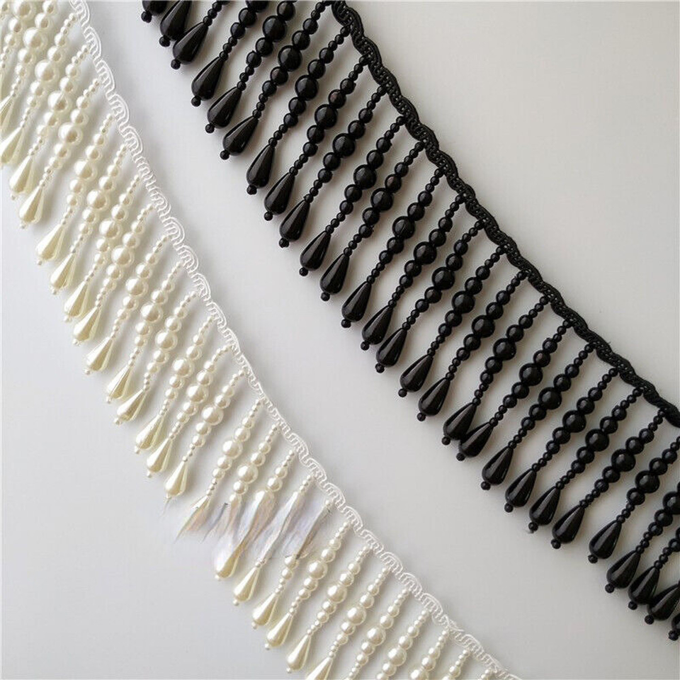 Plastic Pearl Sewing Trim Fringe Edging Tassel DIY Saree Bridal Curtain ...
