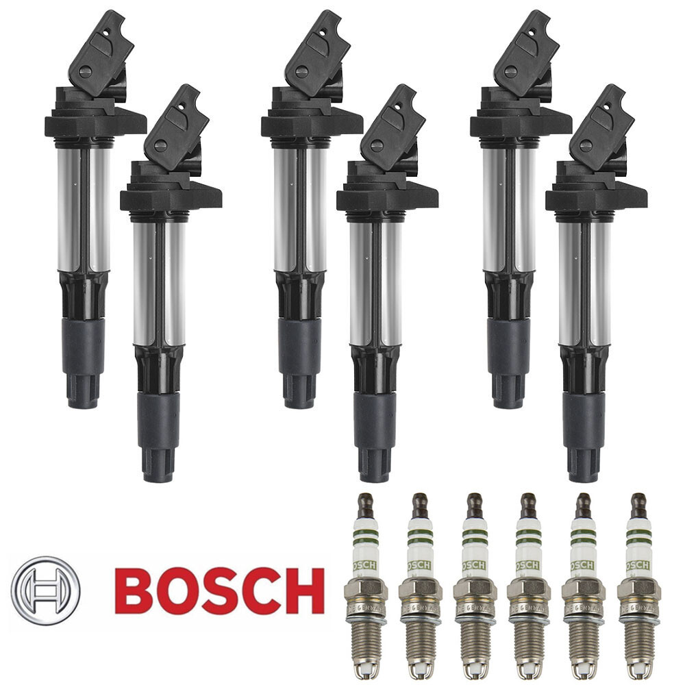 For BMW Alpina B7 650i 550i 6 MK UF522 Ignition Coil & 6 Bosch Nickel ...