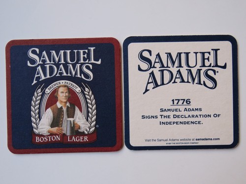 Bière Dessous : Samuel Adams Brassage Compagnie~Brewer Patriote~Boston ...