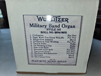 WURLITZER 165 BAND ORGAN ROLL #6694/6695 Fox Trots | eBay